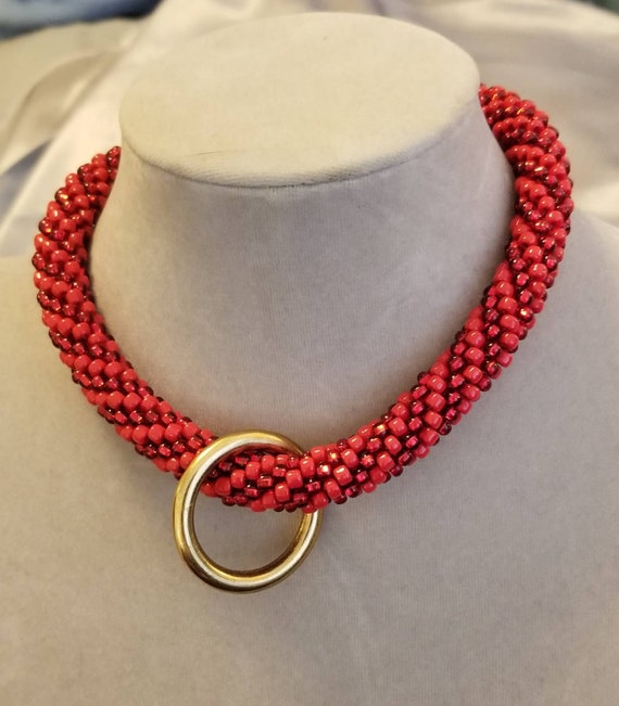 Red Sub Collar 14.5 Beaded Collar Necklace Red and - Etsy