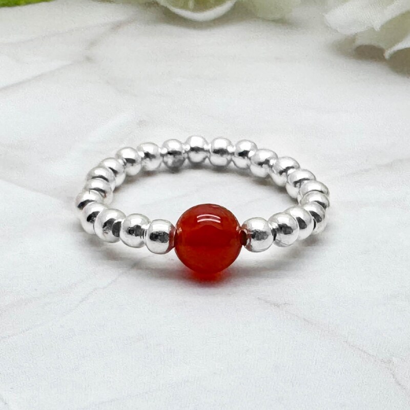Carnelian Elastic Ring - Etsy UK
