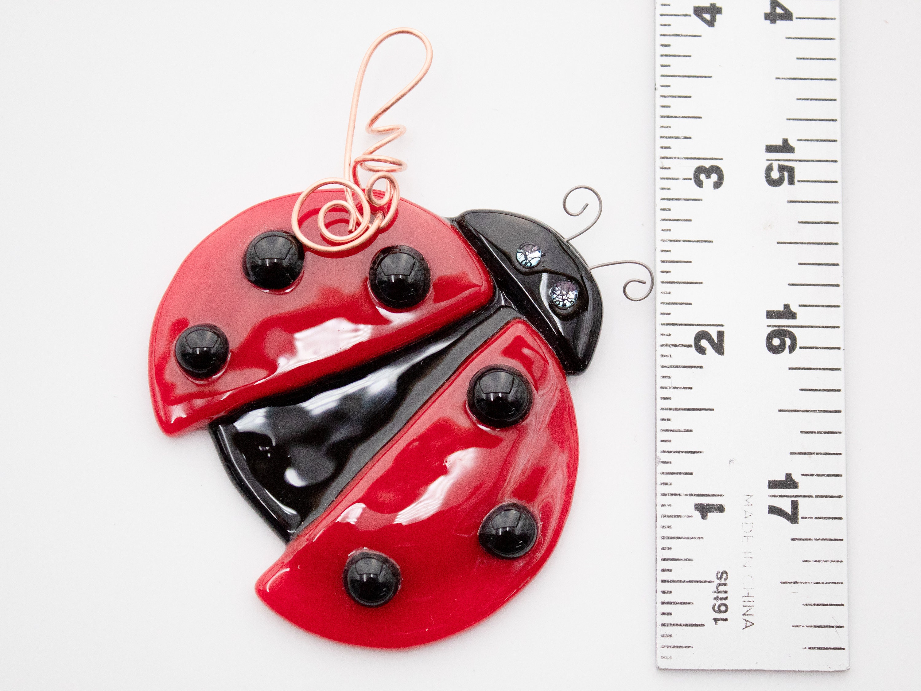 Fused Glass Ladybug Ornament With Sparkly Dichroic Eyes. - Etsy