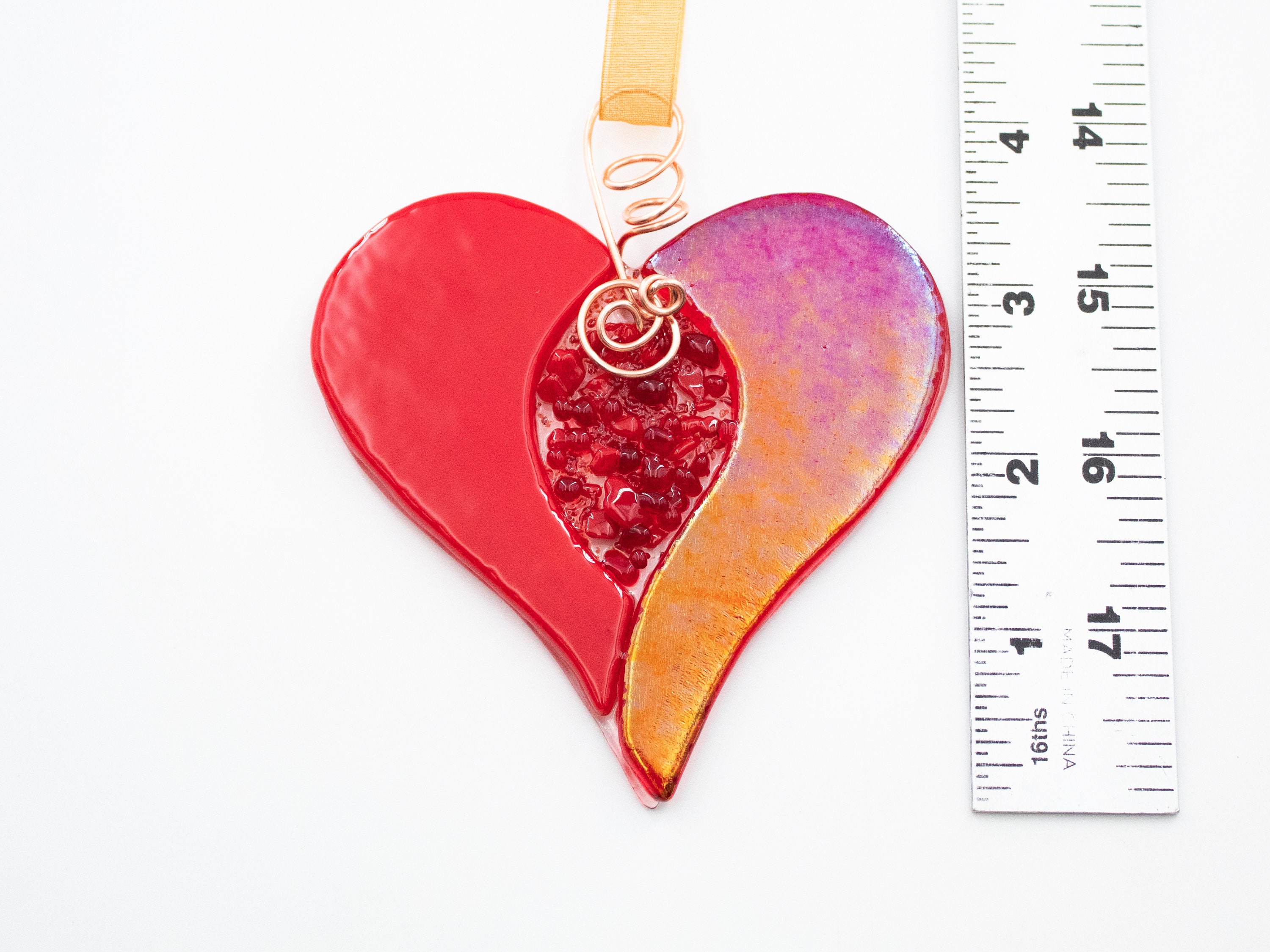 Fused Glass Heart Ornament in Shades of Red Makes a Great Suncatcher ...