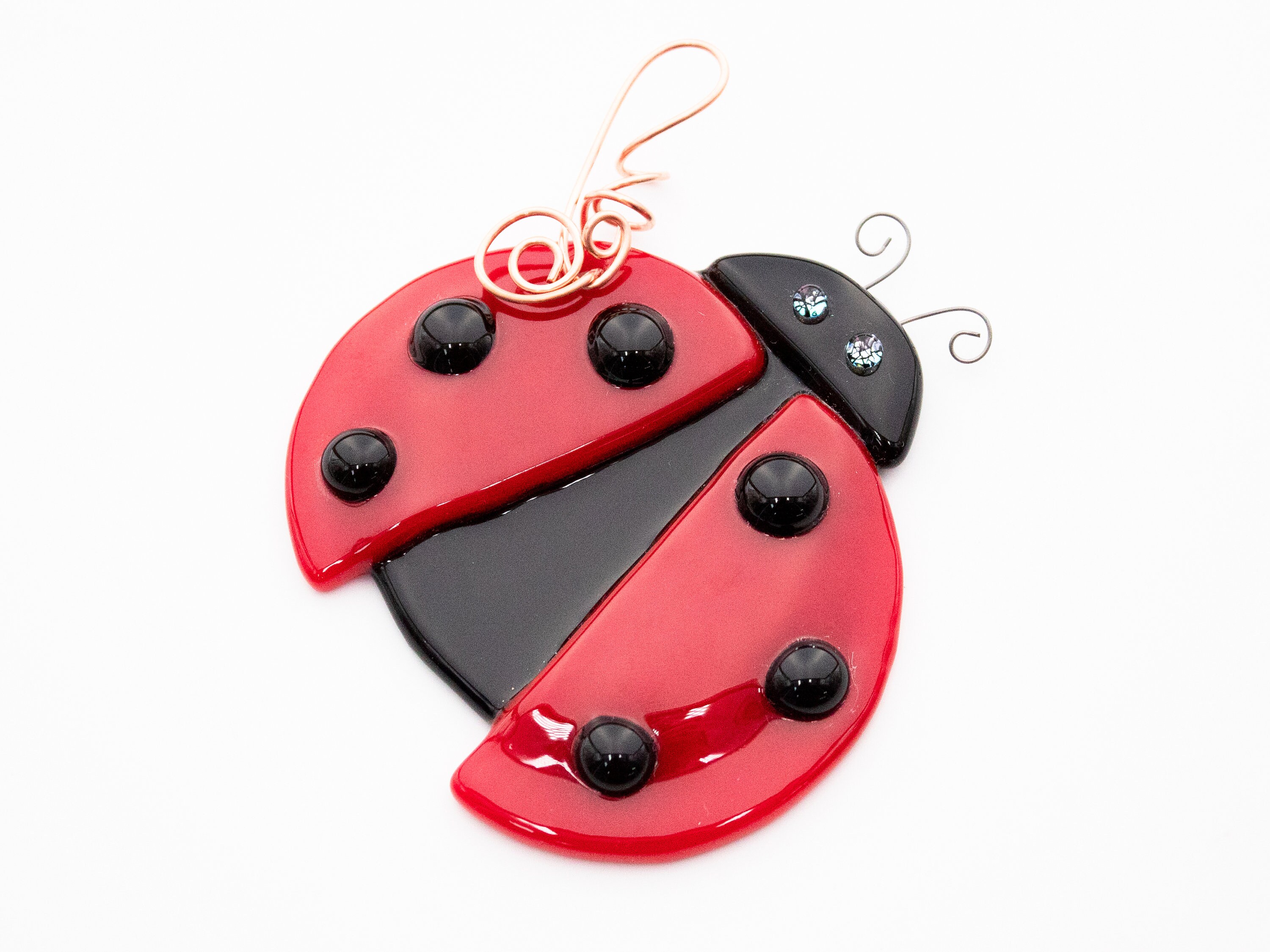 Fused Glass Ladybug Ornament With Sparkly Dichroic Eyes. - Etsy