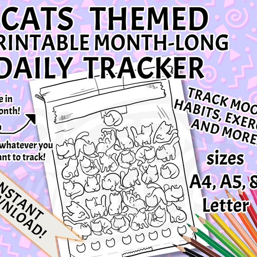 Cats Mood Tracker / Habit Tracker / Exercise Tracker Printable - Etsy