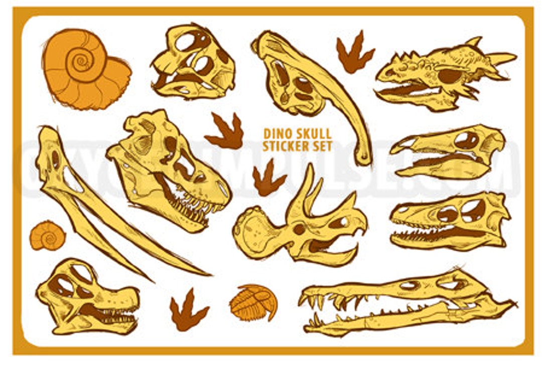 Dinosaur Skull Sticker Sheet - Etsy