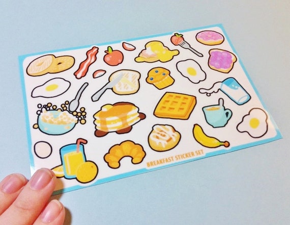 Breakfast Foods Sticker Set | Etsy