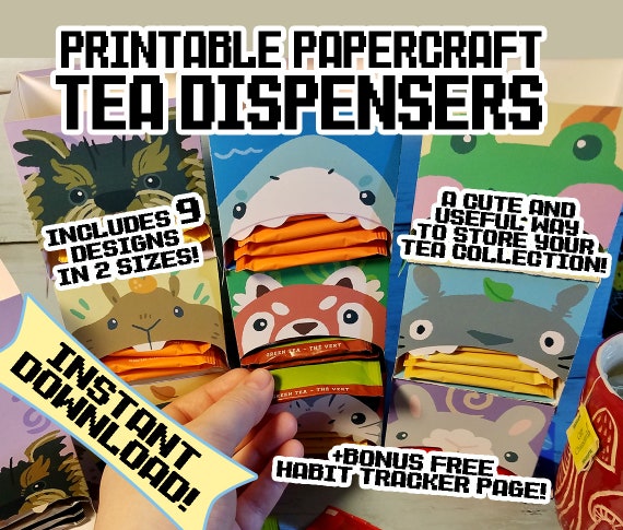 18 PACK Cute Papercraft Tea Bag Dispensers Printable PDF | Etsy