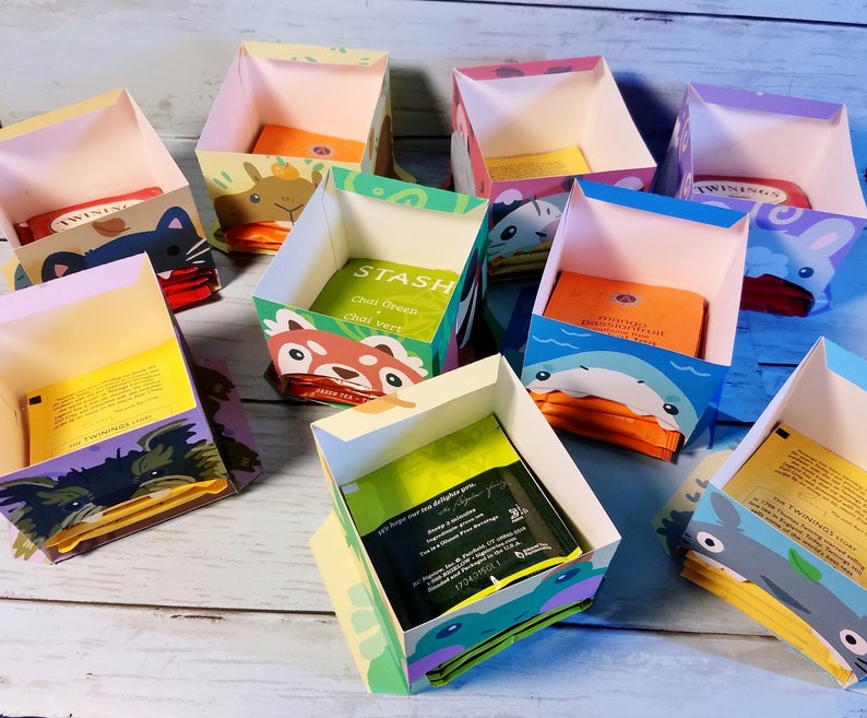 18 PACK Cute Papercraft Tea Bag Dispensers Printable PDF - Etsy
