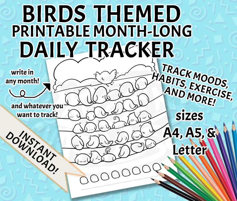Birds Mood Tracker / Habit Tracker / Exercise Tracker - Etsy