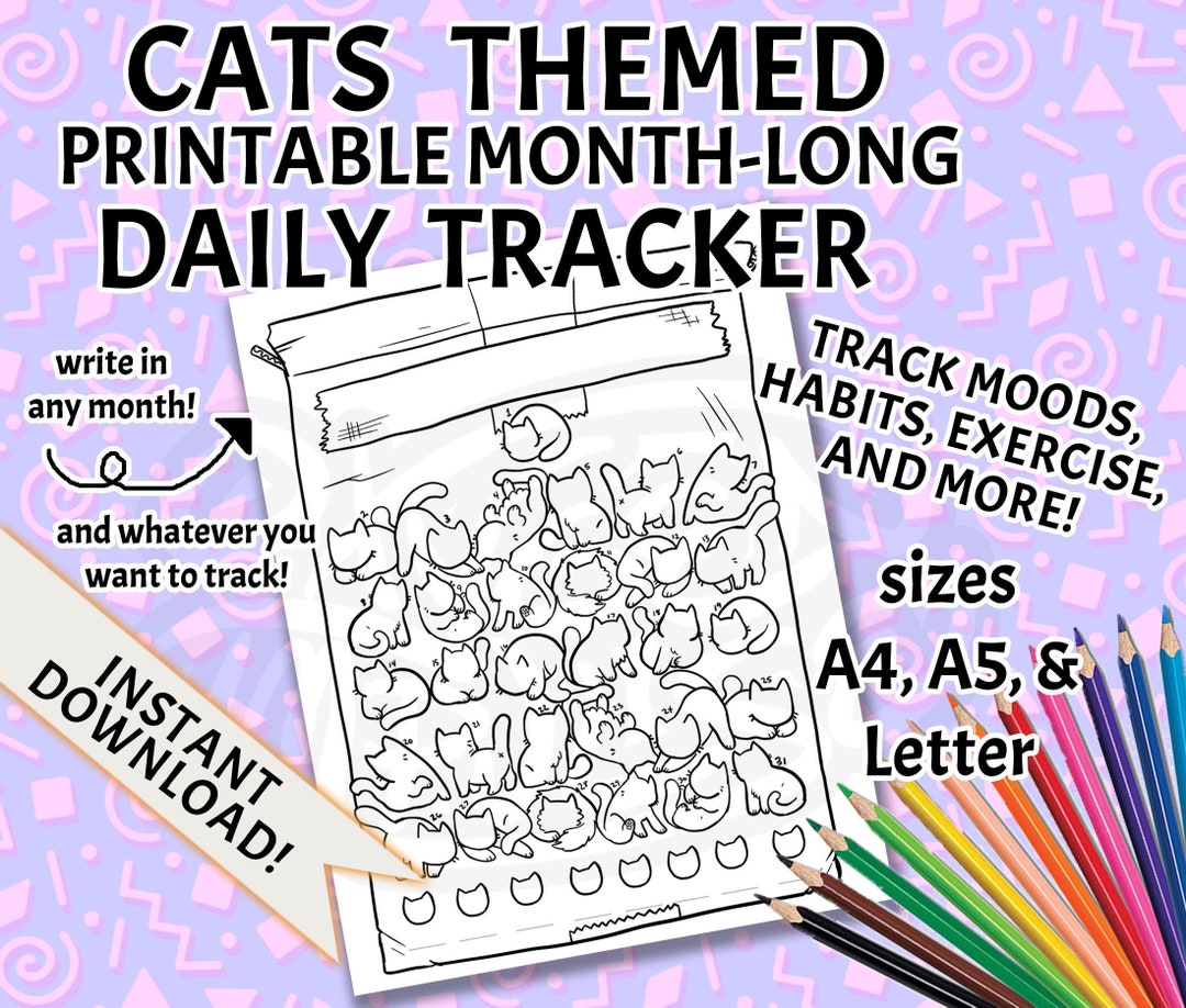 Cats Mood Tracker / Habit Tracker / Exercise Tracker Printable PDF ...