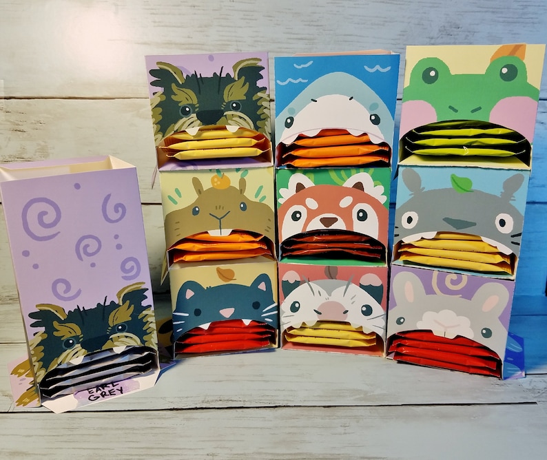 18 PACK Cute Papercraft Tea Bag Dispensers Printable PDF - Etsy