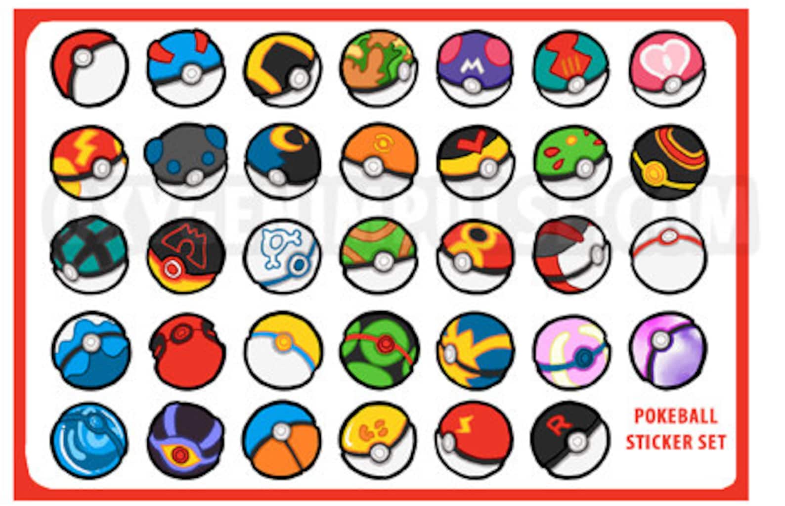 Pokeball Sticker Sheet - Etsy