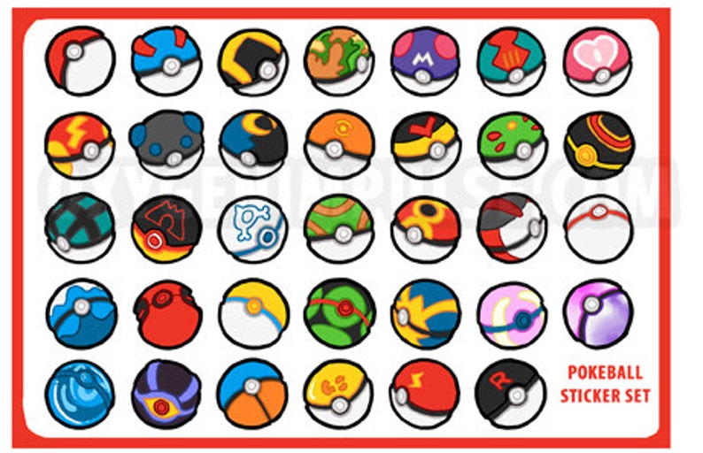 Pokeball Sticker Sheet | Etsy