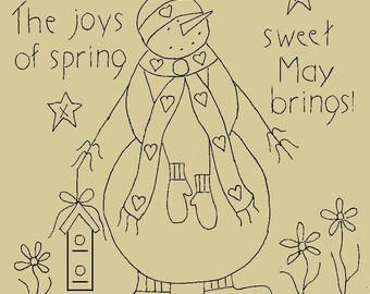 Primitive Stitchery E-Pattern Snowman by Month | Etsy