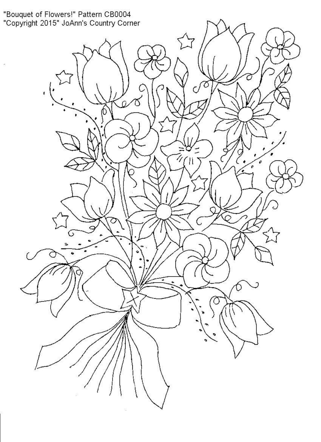 Primitive Stitchery Pattern "bouquet of Flowers!" - Etsy