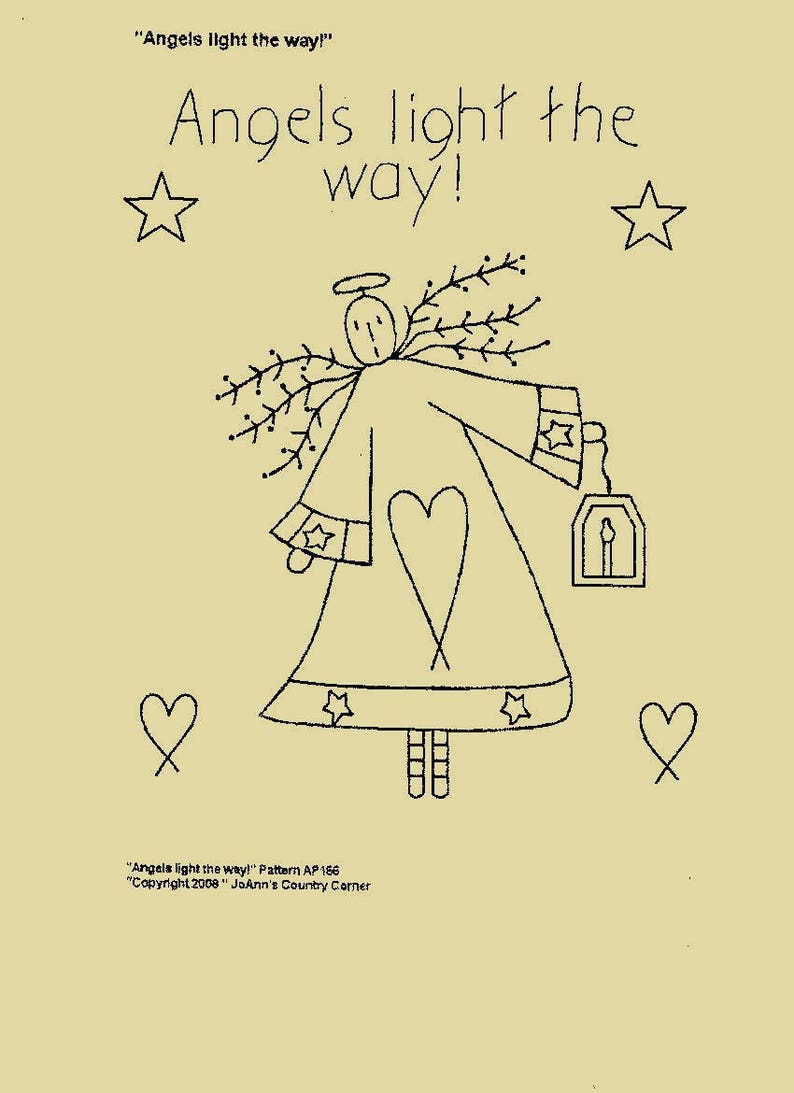 Primitive Stitchery E-pattern "angels Light the Way!" - Etsy