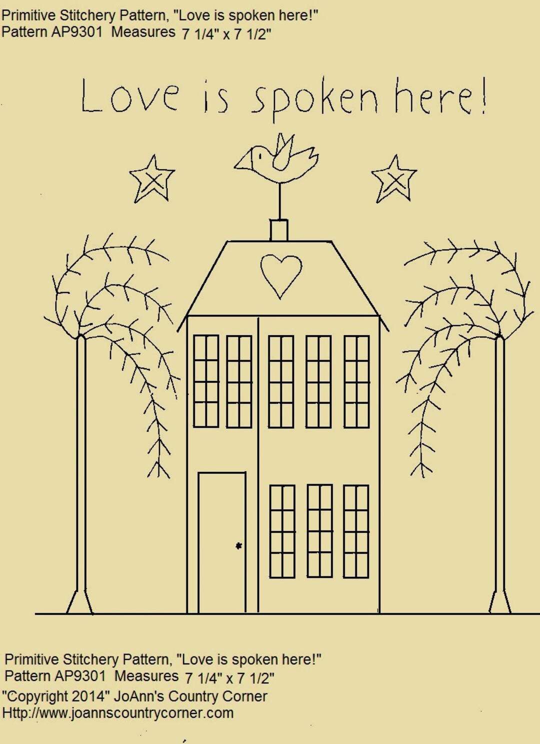 Primitive Stitchery House E-pattern Love is Spoken Here! - Etsy