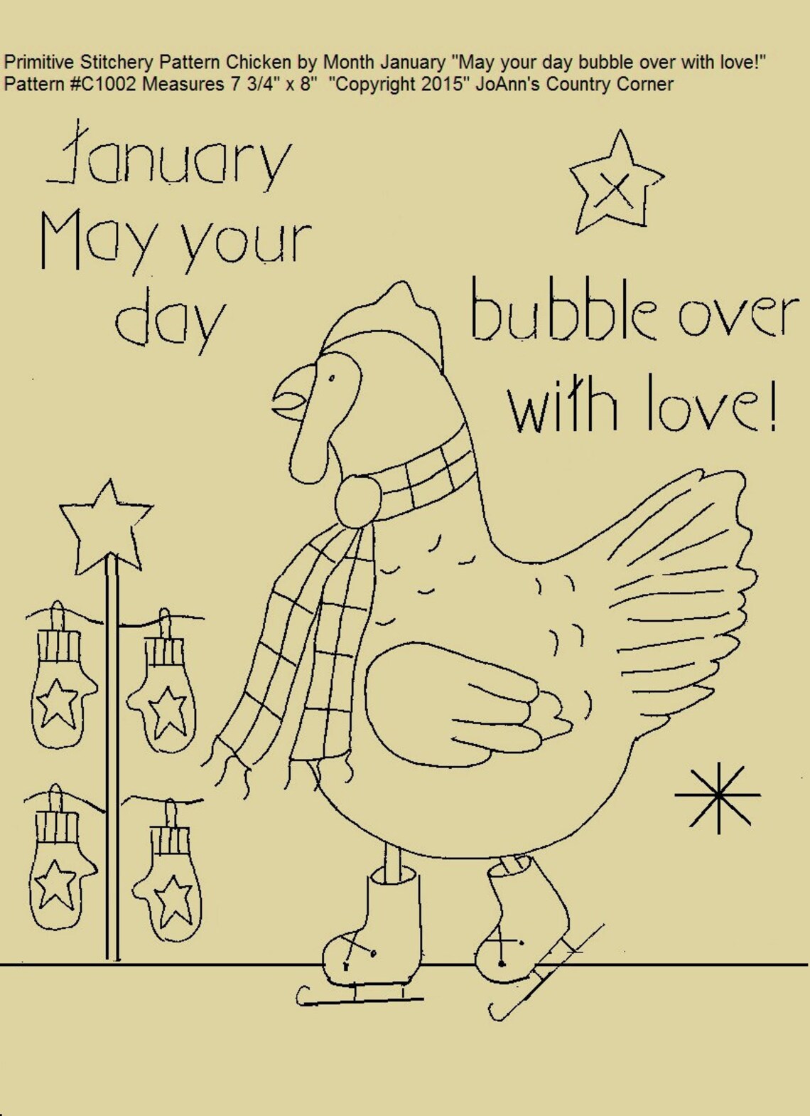 Primitive Stitchery E-pattern Chicken by Month - Etsy Israel