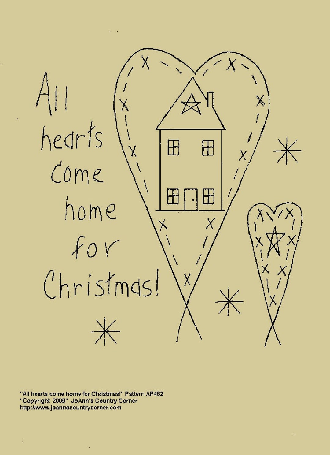 Primitive Stitchery E-pattern, Primitive Hearts,all Hearts Come Home ...