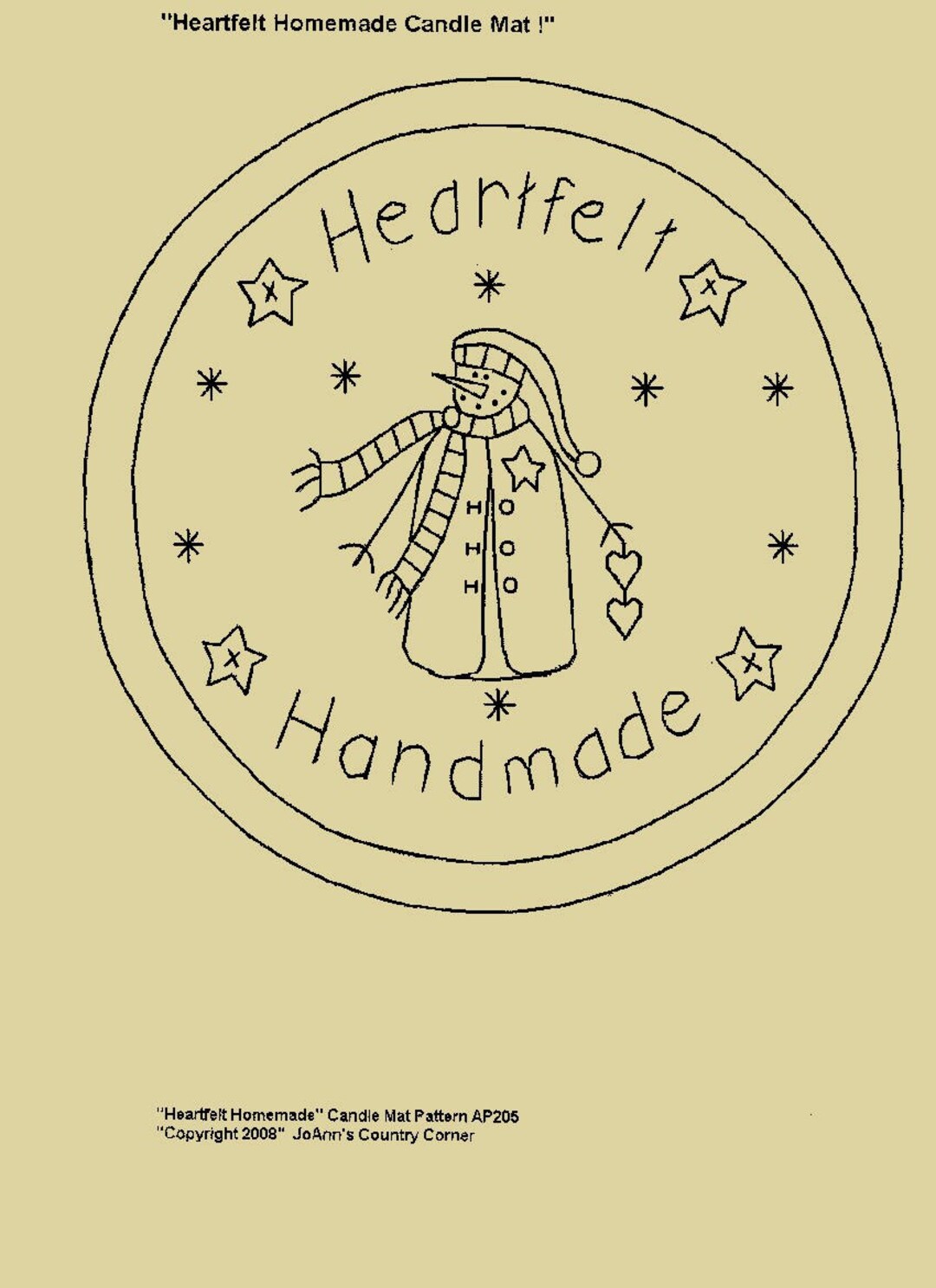 Primitive Stitchery E-pattern heartfelt Handmade Candle Mat - Etsy