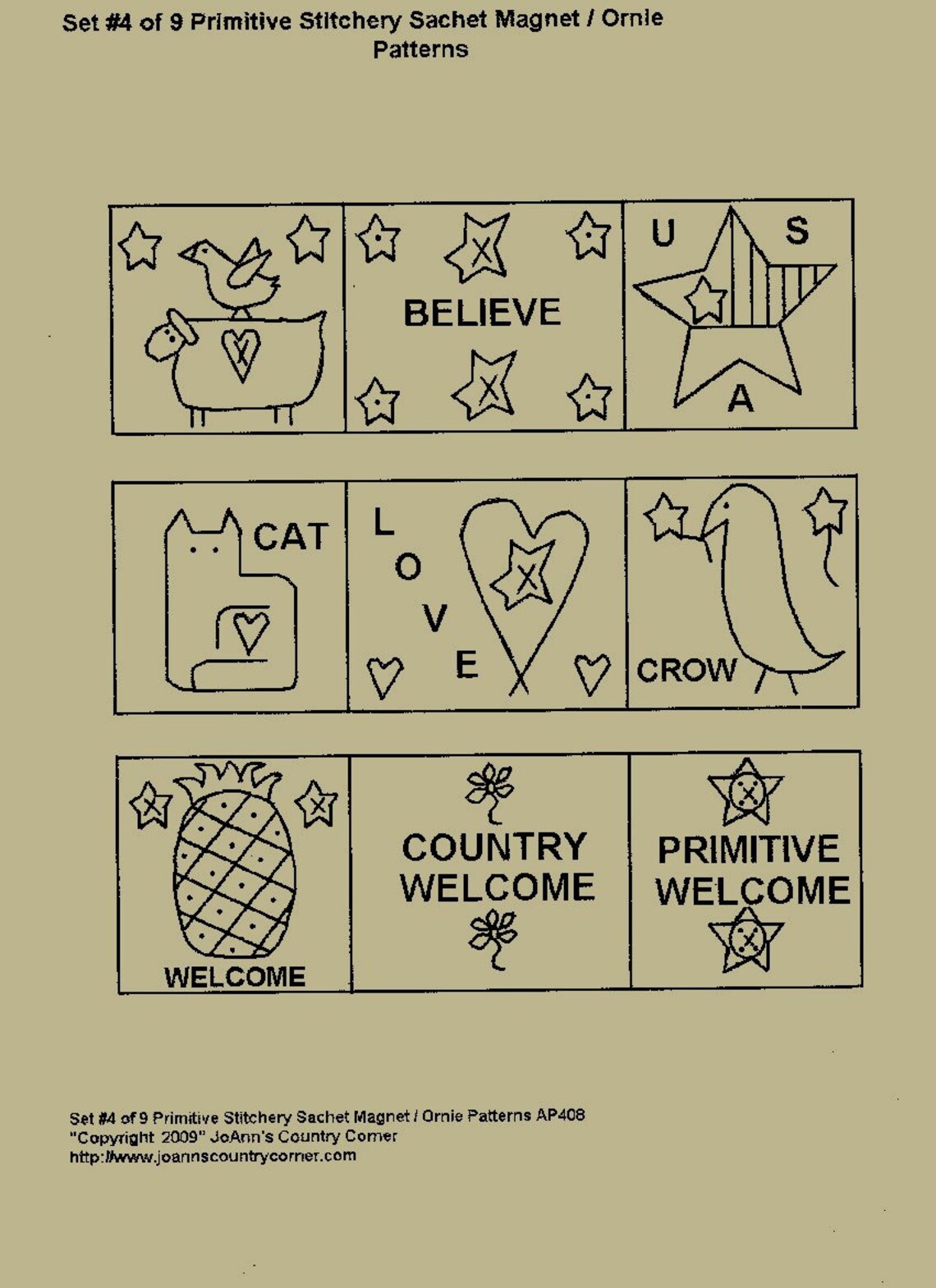 Primitive Stitchery E-pattern Set of 9 Primitive Ornie - Etsy