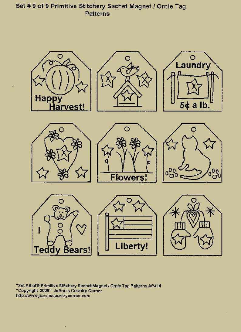 Primitive Stitchery E-pattern Set of 9 Primitive Ornie - Etsy