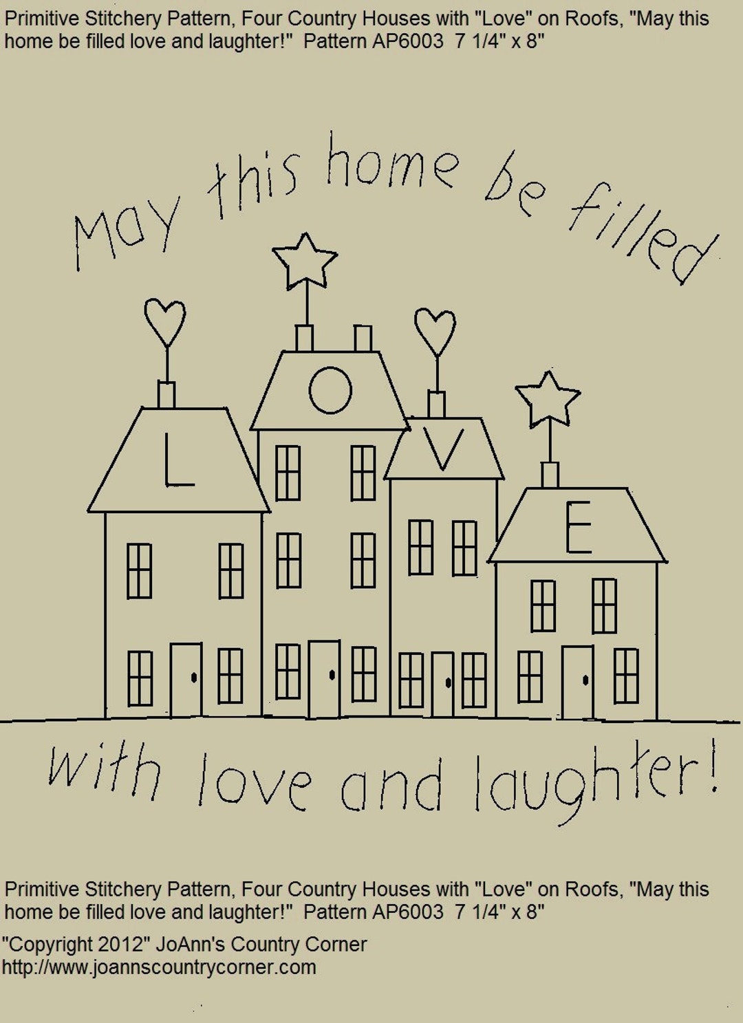 Primitive Stitchery House E-pattern "may This Home Be Filled With Love ...