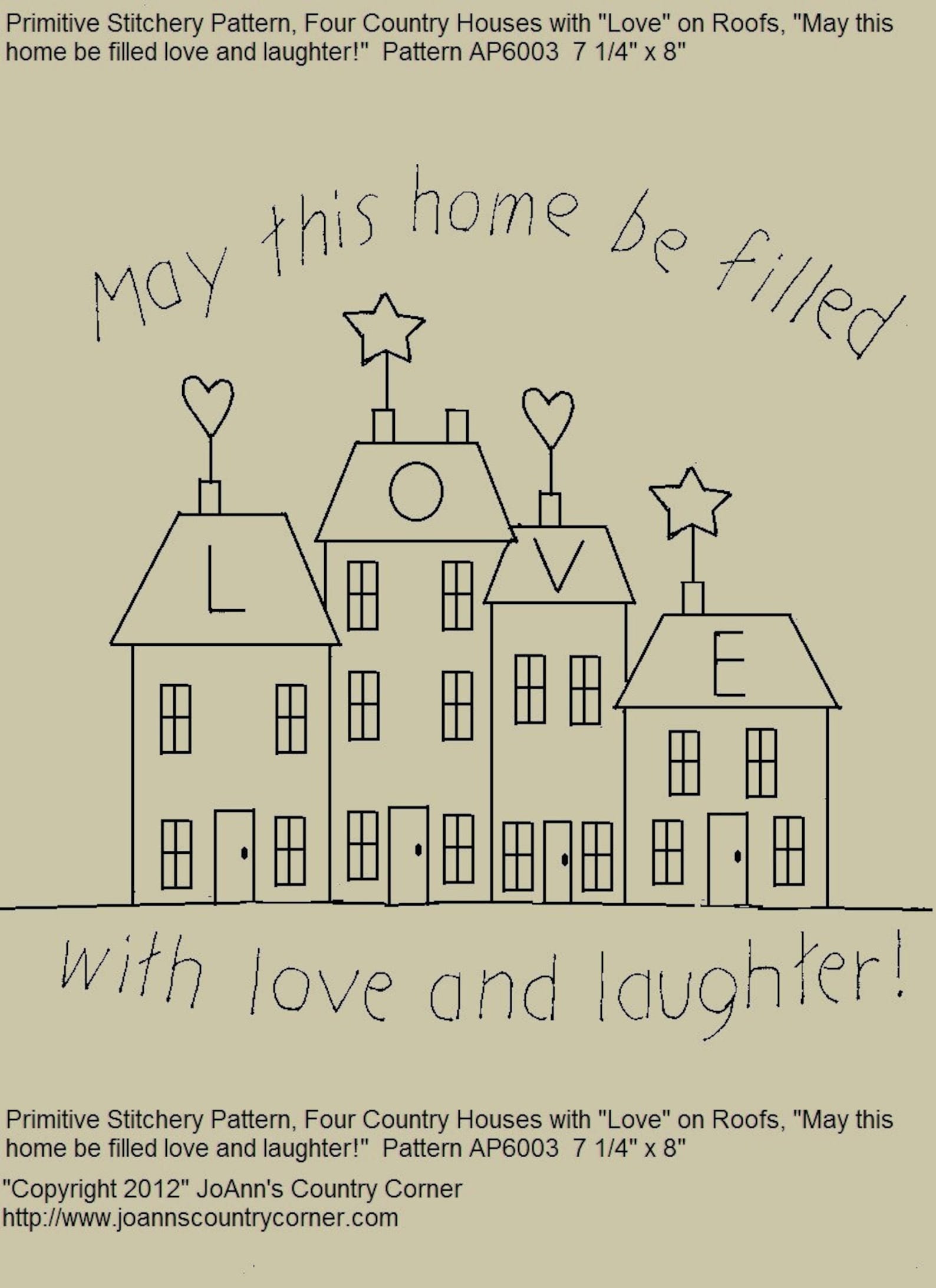 Primitive Stitchery House E-pattern "may This Home Be Filled With Love ...
