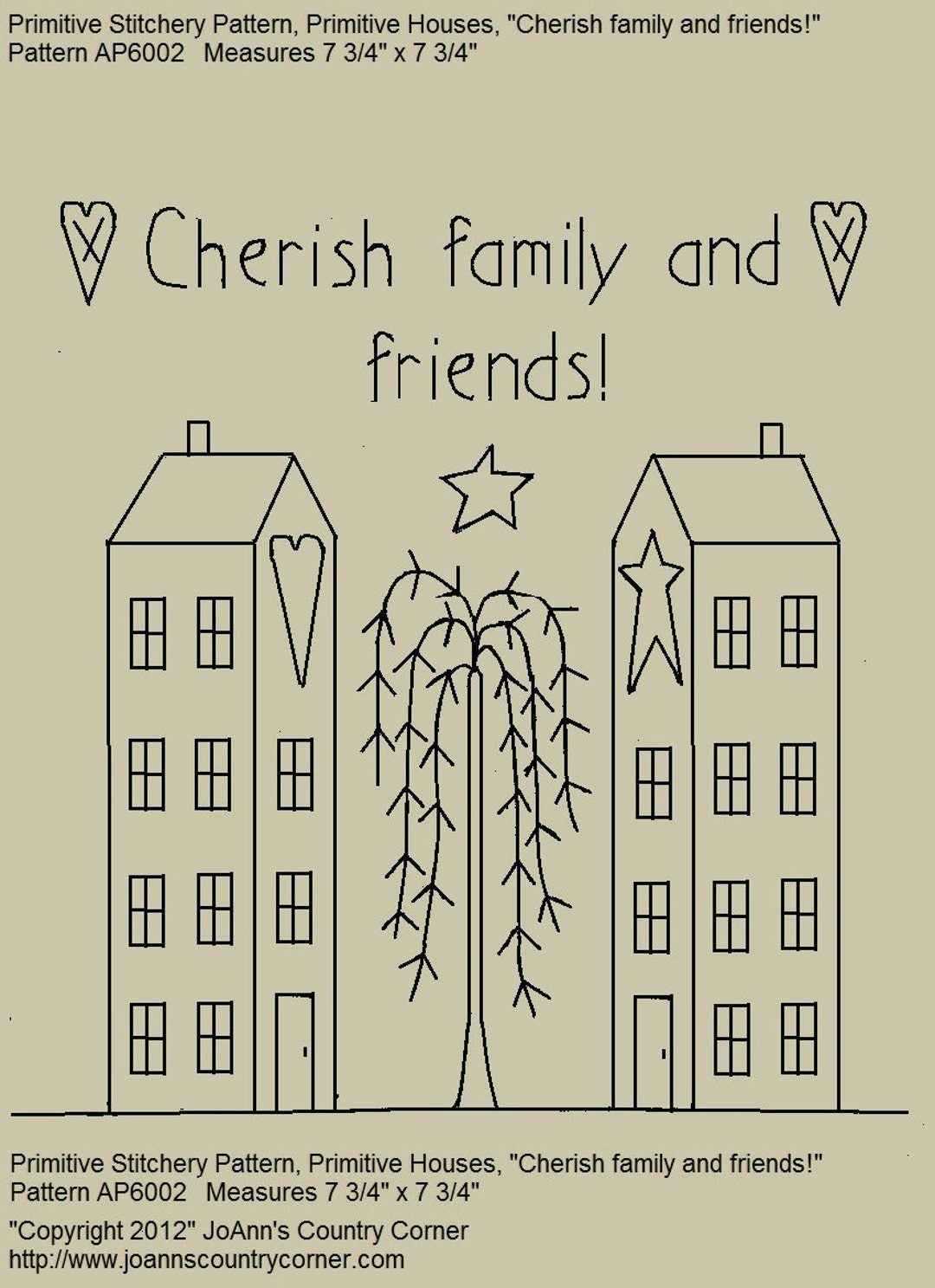 Primitive Stitchery E-pattern, "cherish Family and Friends." - Etsy