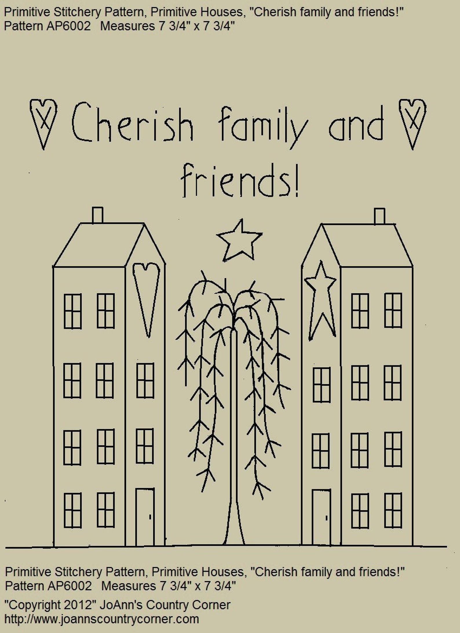 Primitive Stitchery E-pattern, cherish Family and Friends. - Etsy