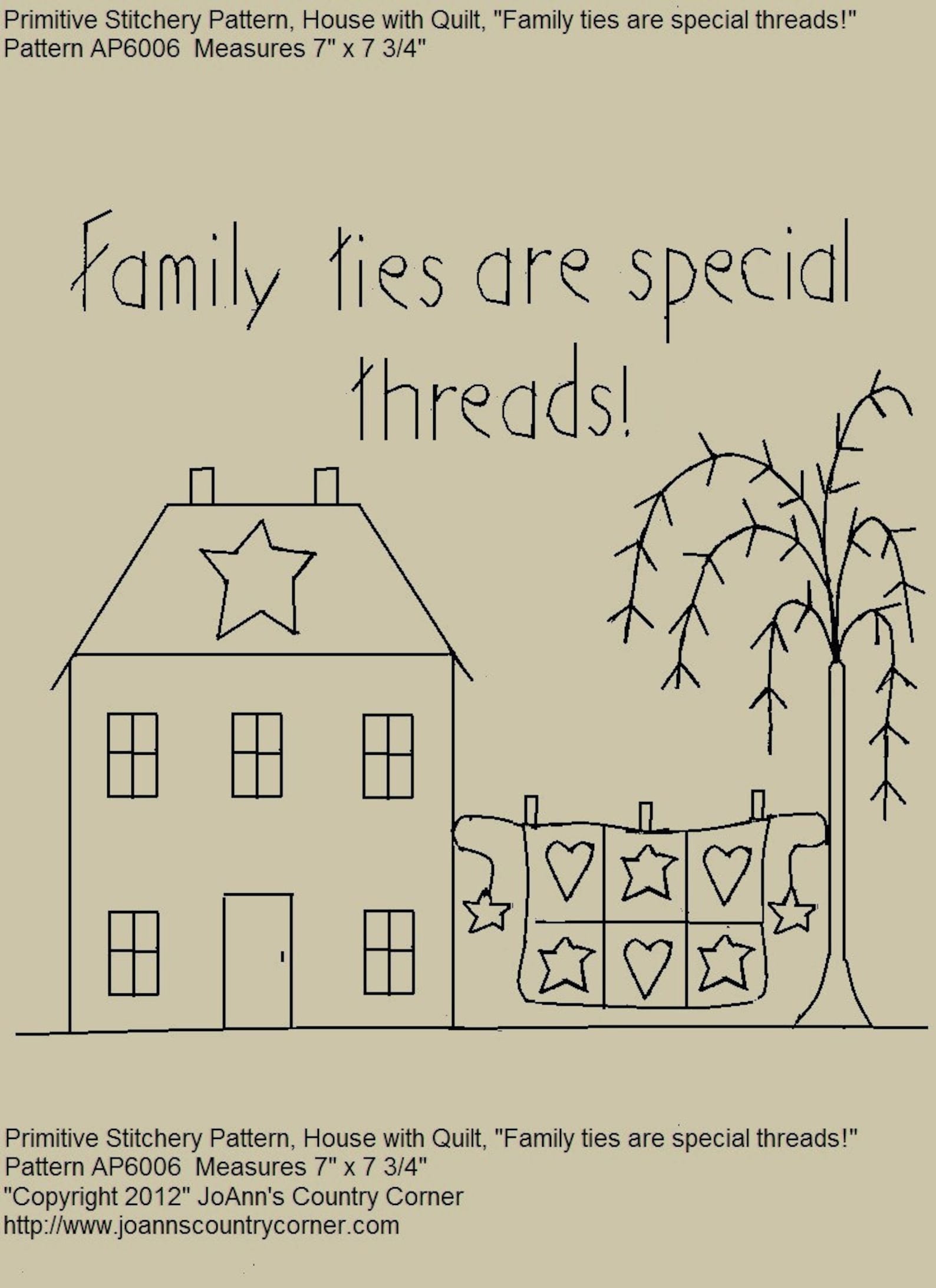 Primitive Stitchery E-pattern, "family Ties Are Special Threads ...