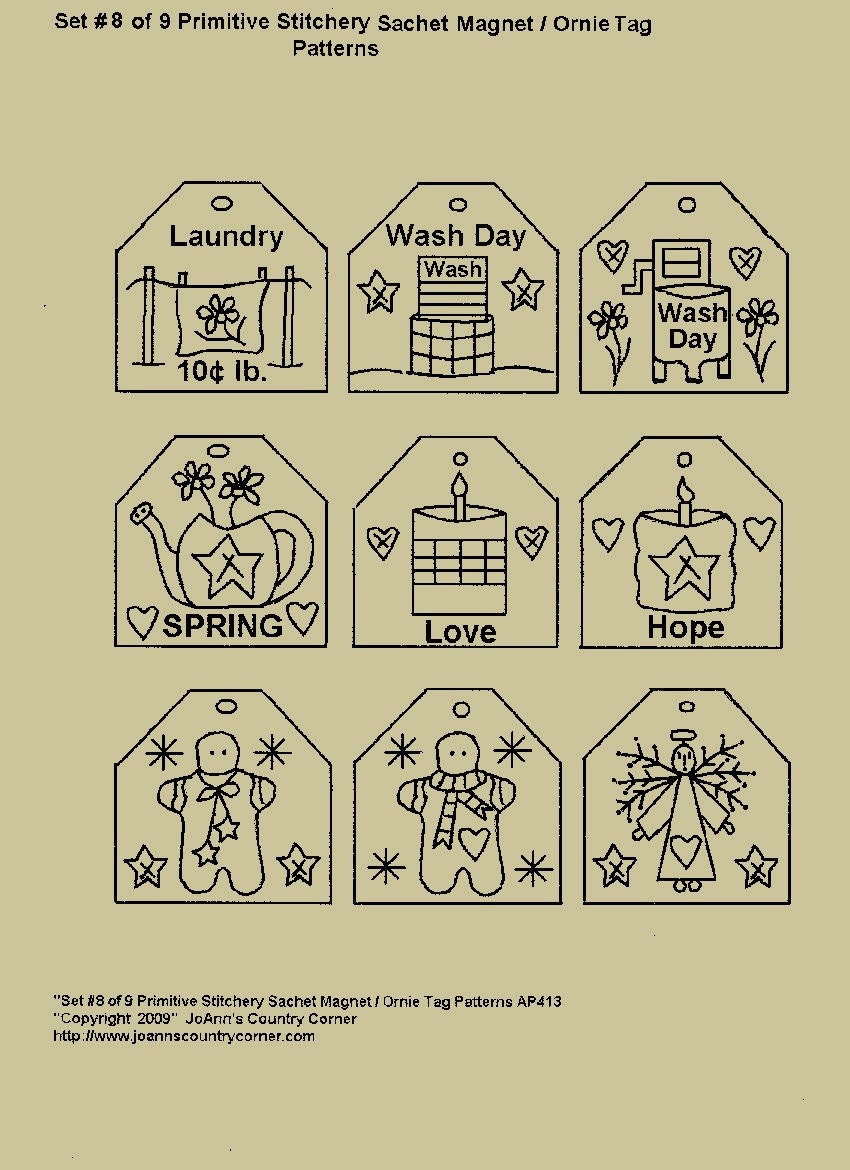 Primitive Stitchery E-pattern Set of 9 Primitive Ornie - Etsy