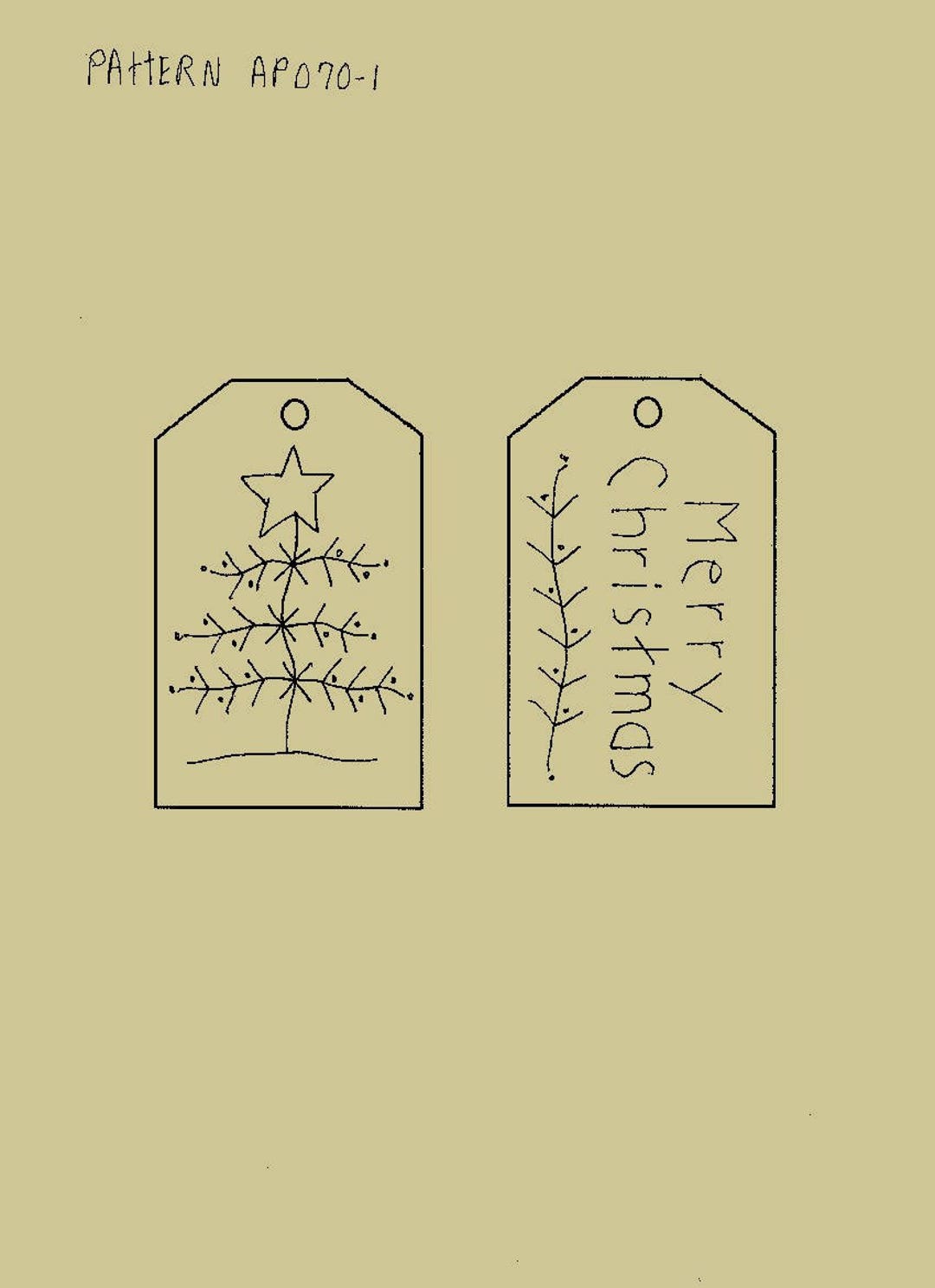 Set of 2 Tags Twig Tree With Star and Merry Christmas With - Etsy