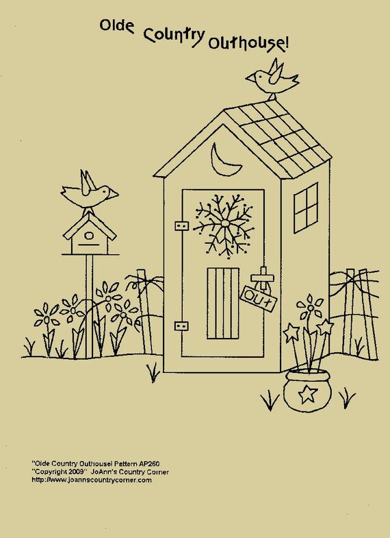 Primitive Stitchery E-pattern Olde Country Outhouse | Etsy