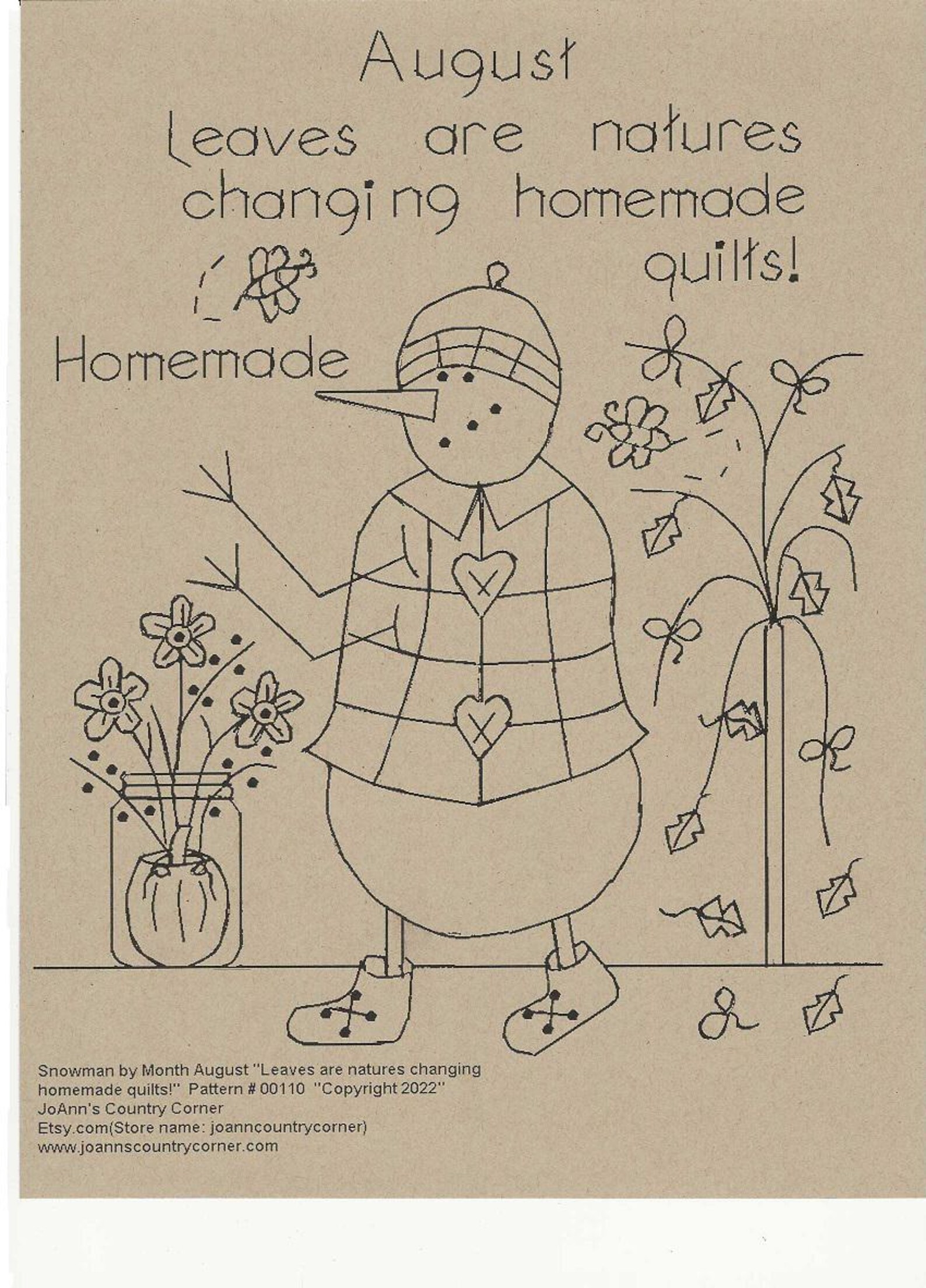 Primitive Stitchery Snowman Reaching for "homemade" E-pattern by Month ...