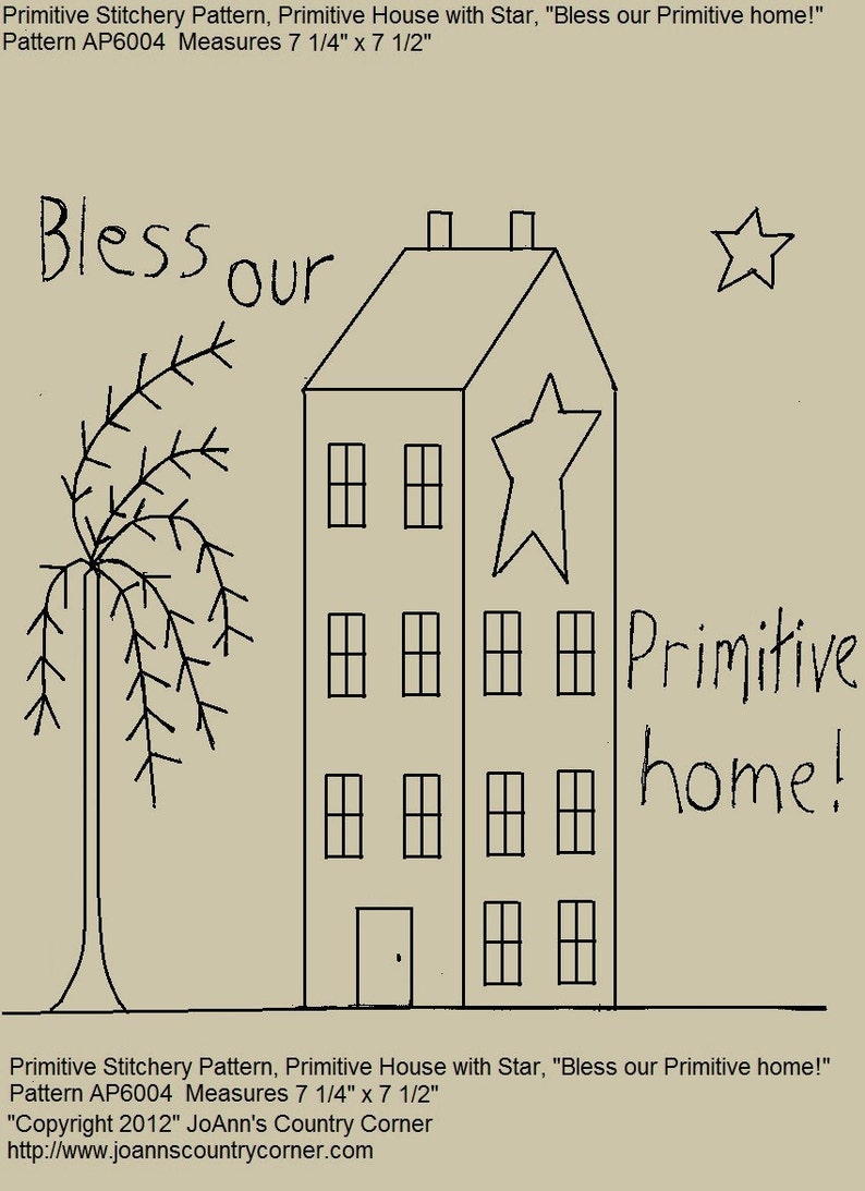 Primitive Stitchery E-pattern, "bless Our Primitive Home." - Etsy