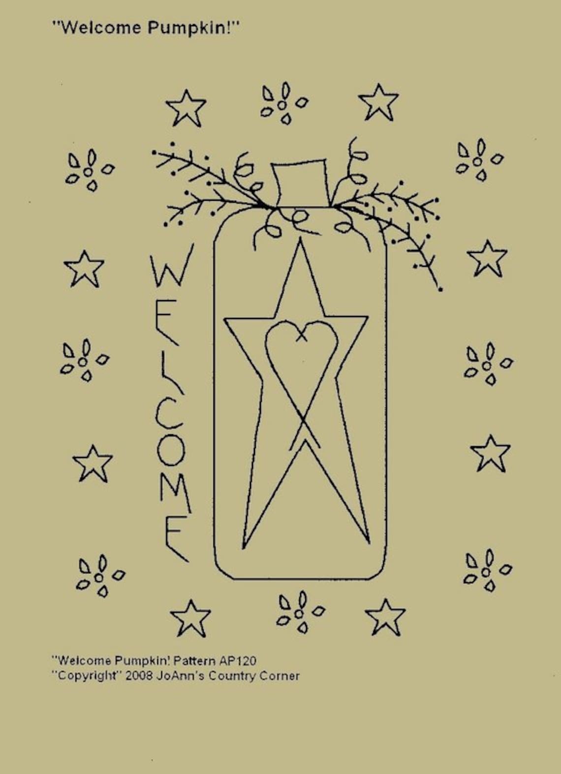 Primitive Stitchery E-pattern, welcome Pumpkin. - Etsy