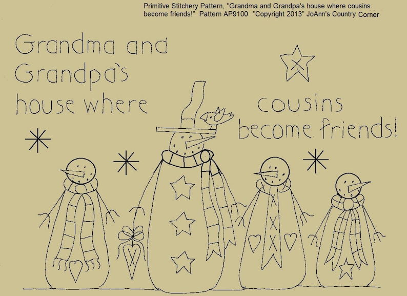 Primitive Stitchery E-pattern grandma and Grandpa's House Where Cousins ...
