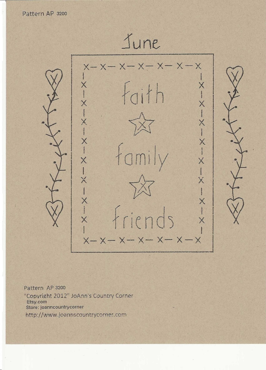 Primitive Stitchery Friends E-pattern Saying Square by Month June ...