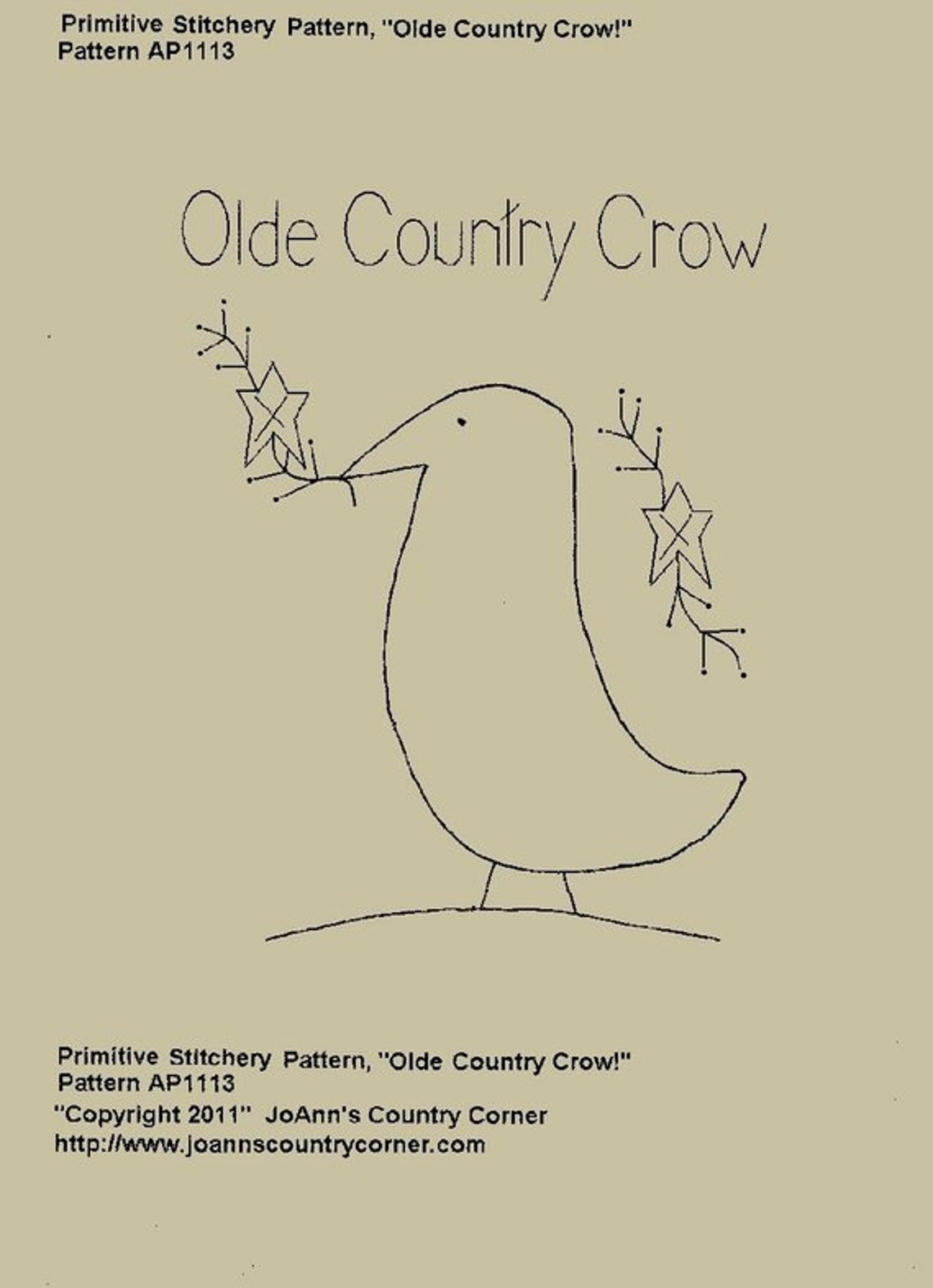 Primitive Stitchery E-pattern, olde Country Crow. - Etsy