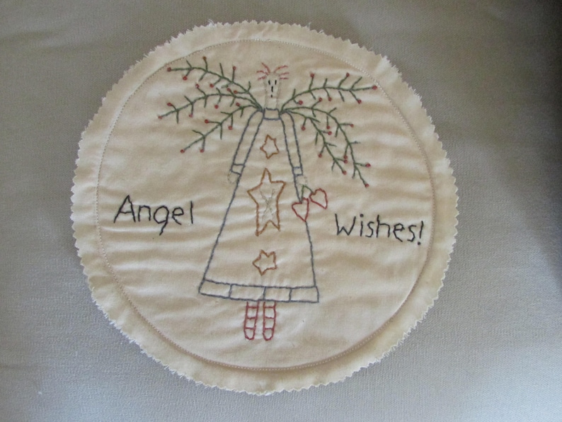 Primitive Stitchery Angel Wishes Candle Mat E-pattern, "angel Wishes ...