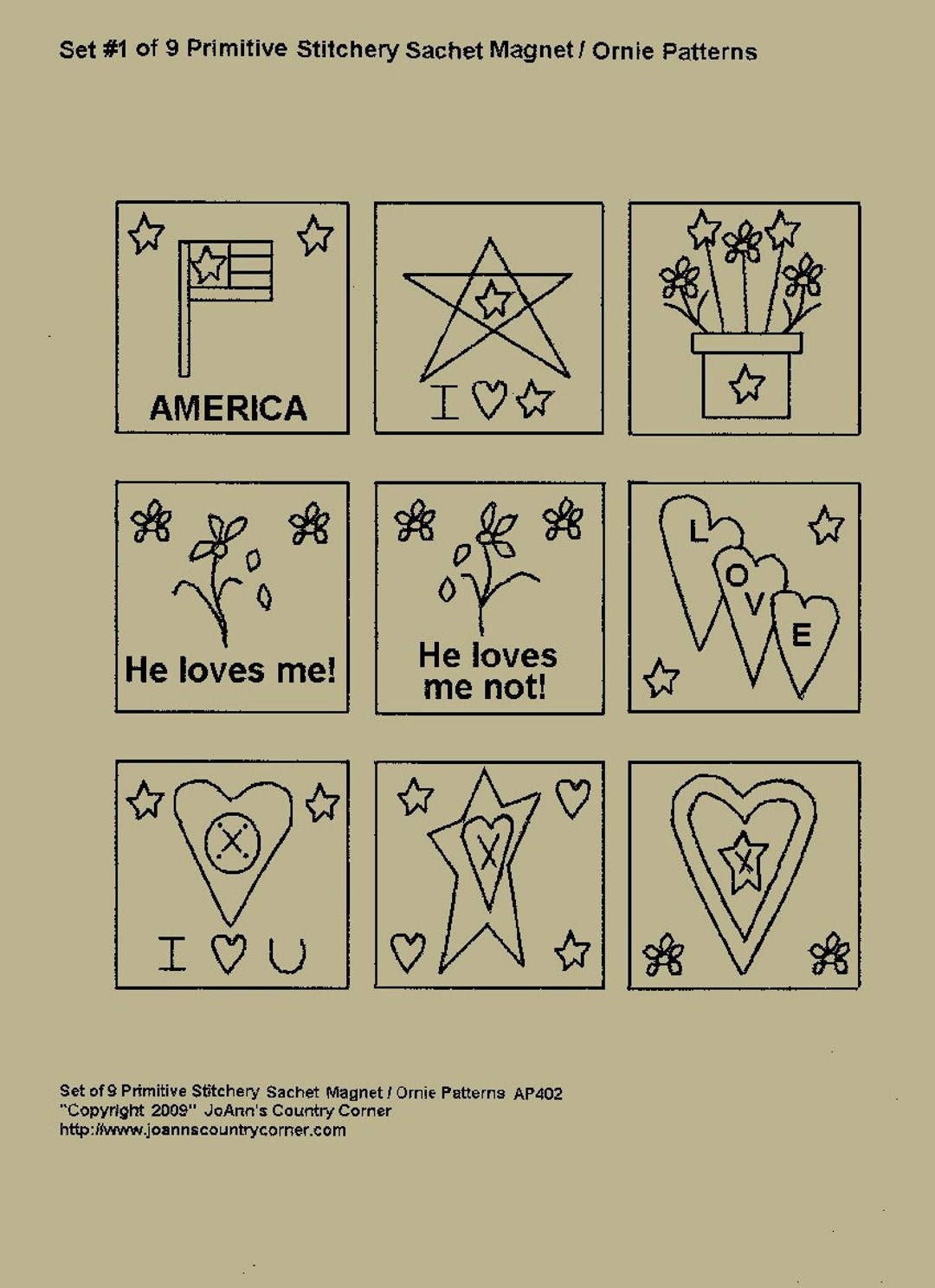 Primitive Stitchery E-pattern Set of 9 Primitive Ornie - Etsy