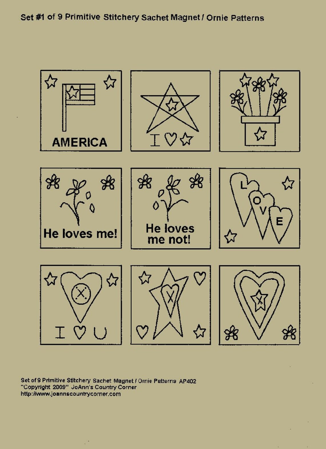 Primitive Stitchery E-pattern Set of 9 Primitive Ornie - Etsy