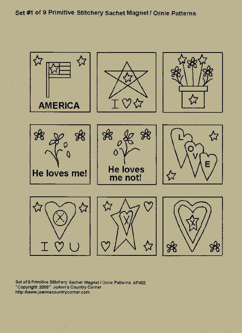 Primitive Stitchery E-pattern Set of 9 Primitive Ornie - Etsy