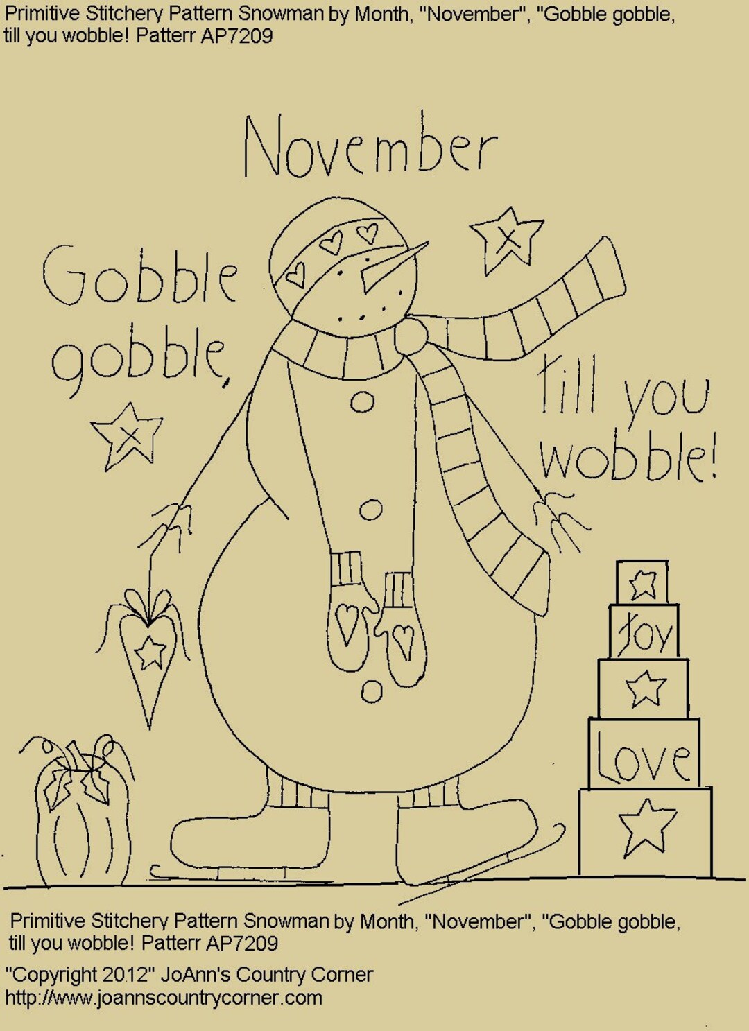 Primitive Stitchery E-pattern Snowman by Month - Etsy