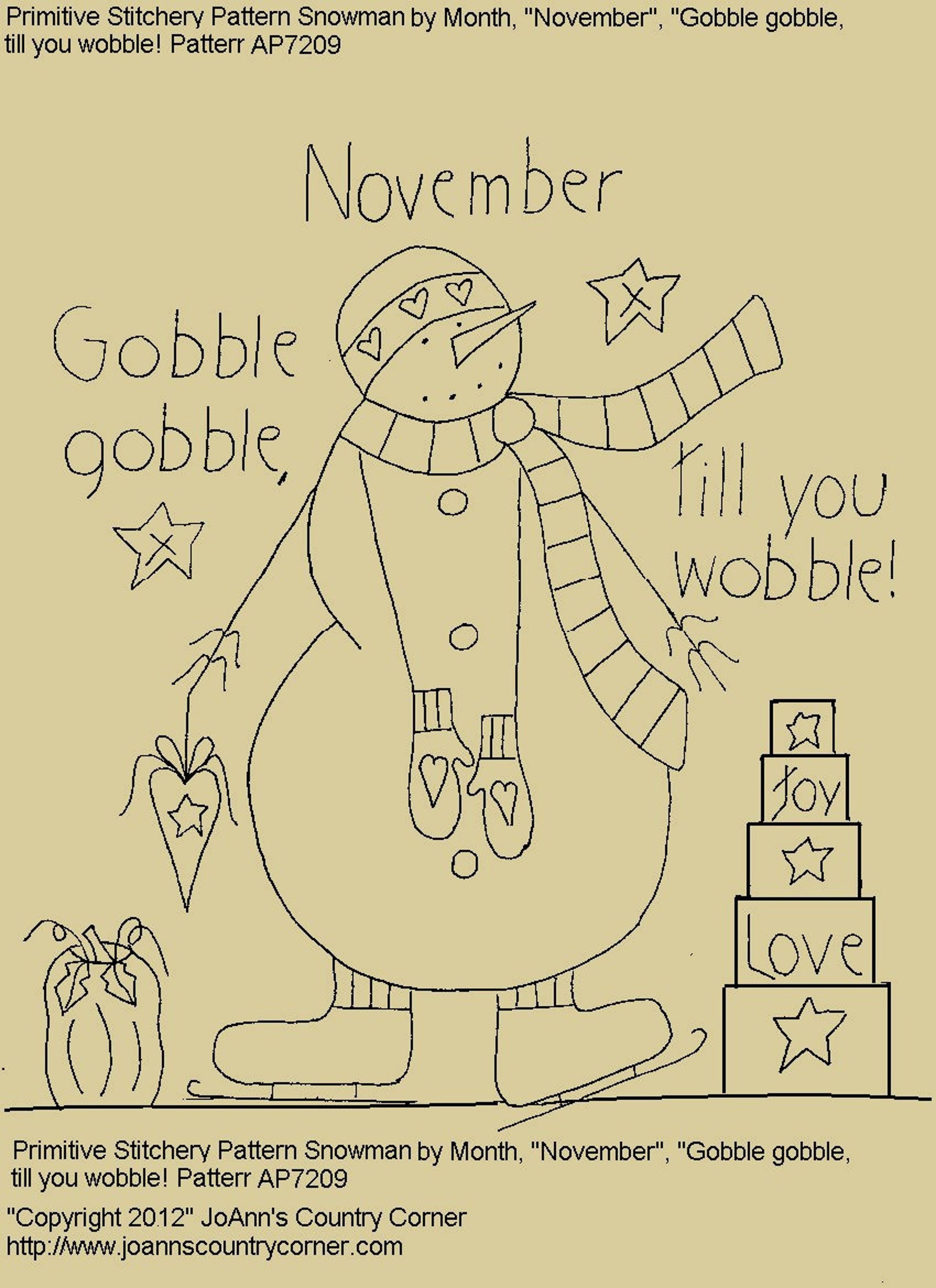 Primitive Stitchery E-pattern Snowman by Month - Etsy