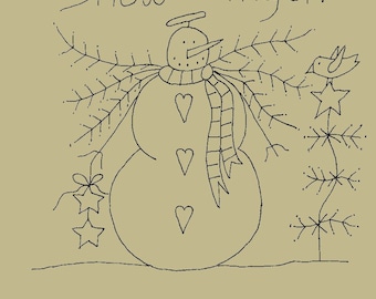 Primitive Stitchery E-pattern Snowman by Month | Etsy