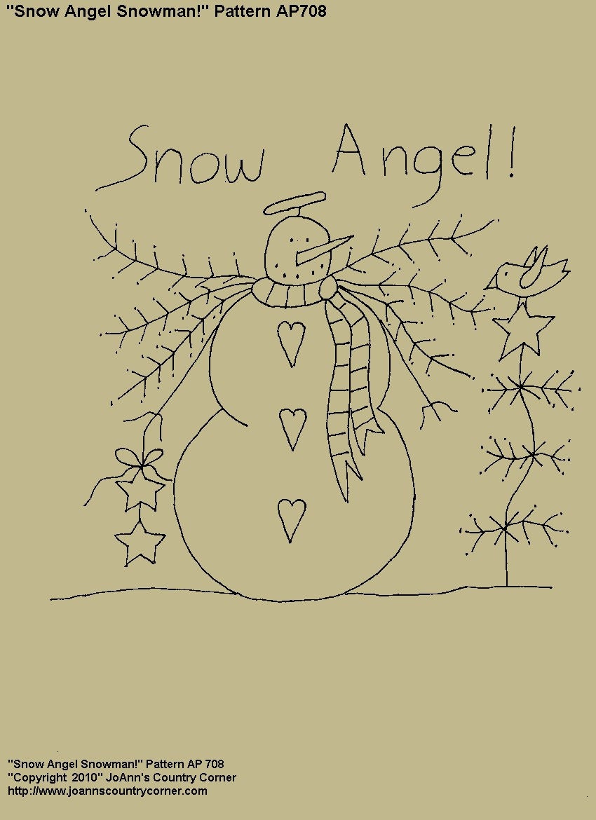 Primitive Stitchery E-pattern, "snow Angel Snowman" - Etsy