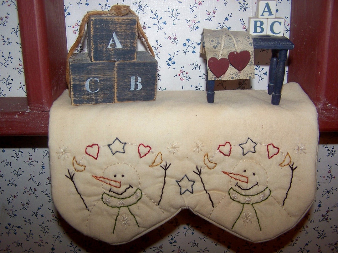 Primitive Stitchery Snowman Shelf Scarf With Stars and Moon E-PATTERN ...