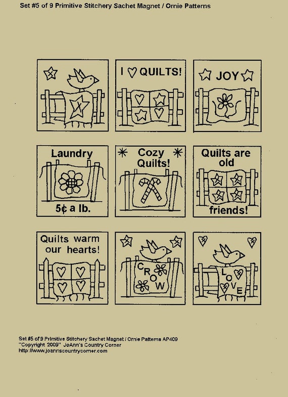 Primitive Stitchery E-Pattern Set of 9 Primitive Ornie | Etsy