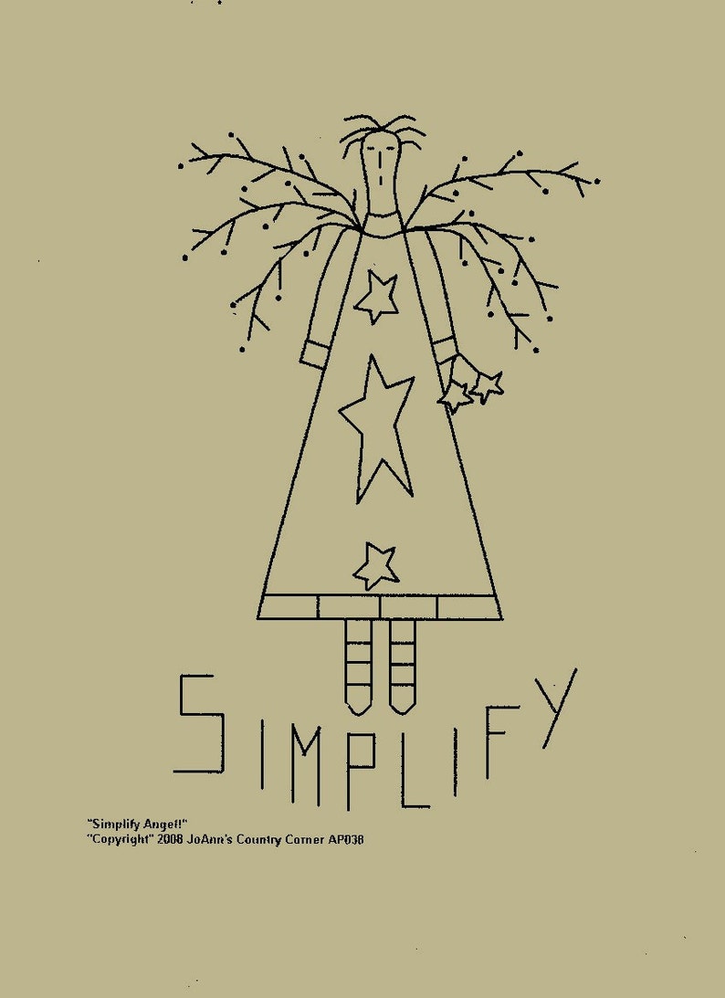 Primitive Stitchery E-pattern "simplify Angel" - Etsy