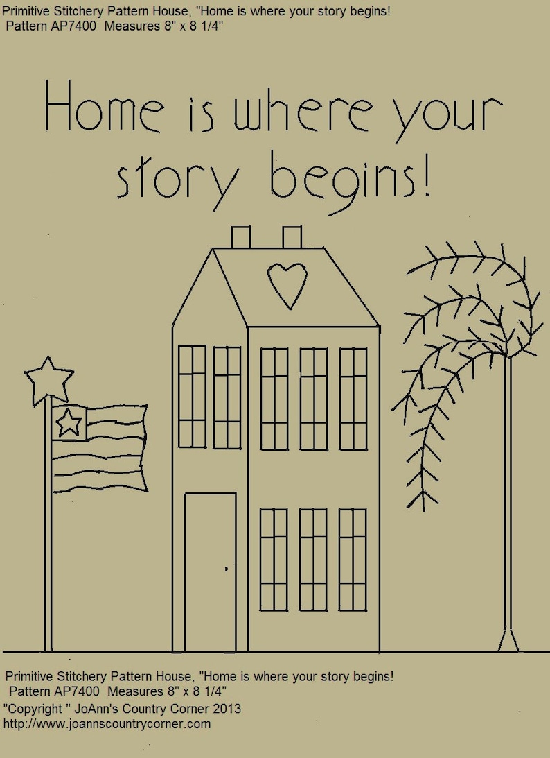 Primitive Stitchery E-pattern, home is Where Your Story Begins. - Etsy